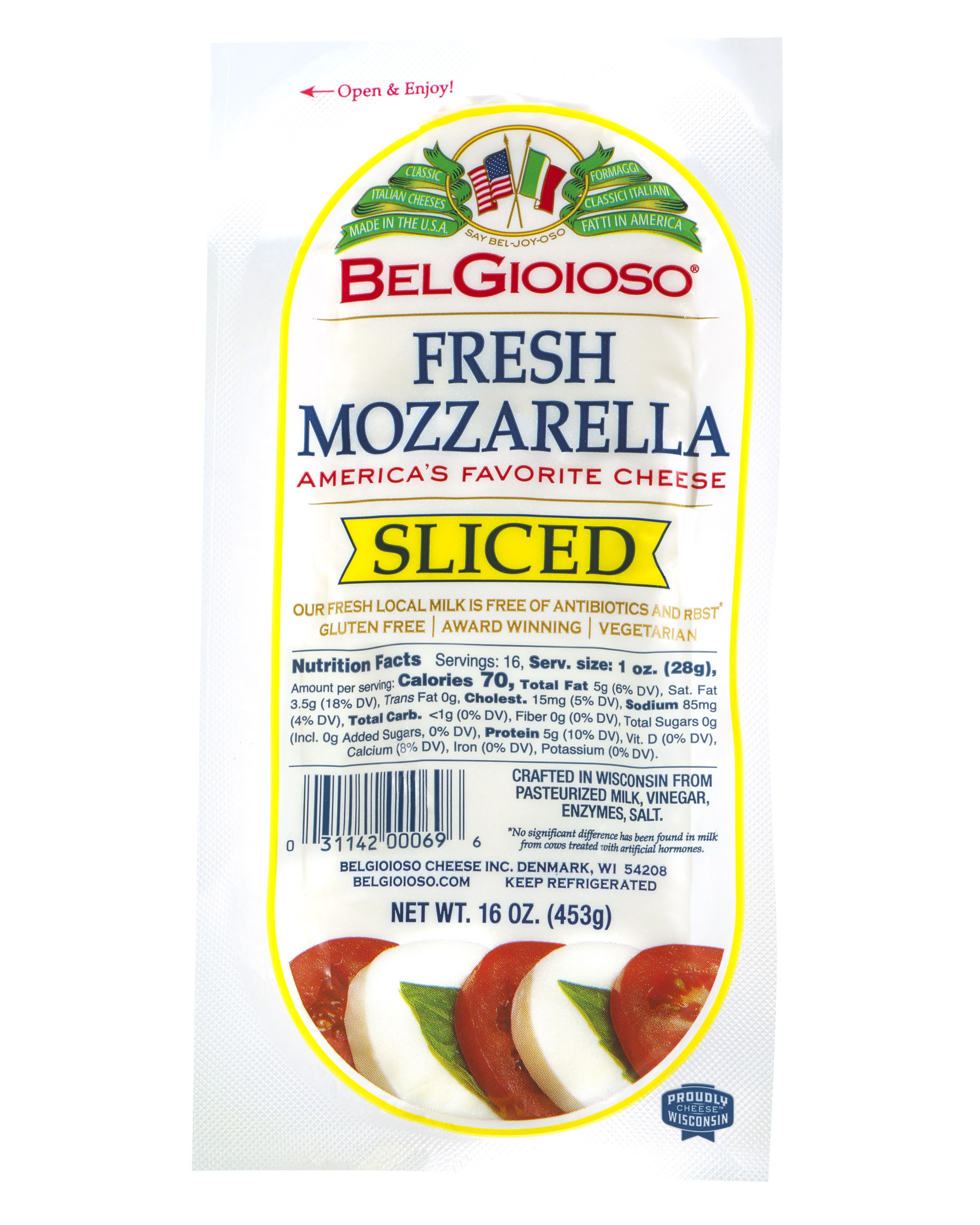 Sliced 1 Lb Log BelGioioso Cheese